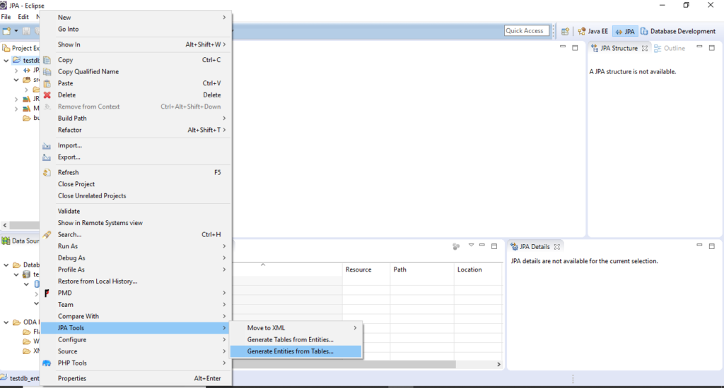 Creating Entity Classes from Database Schema Using Eclipse
