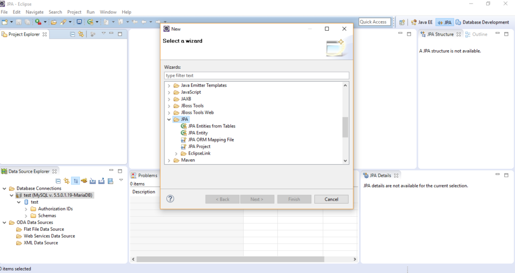 Creating Entity Classes from Database Schema Using Eclipse